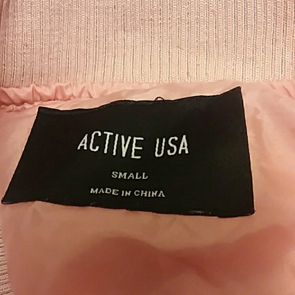 Active USA | Jackets & Coats | Active Usa Pink Satin Bomber Jacket ...